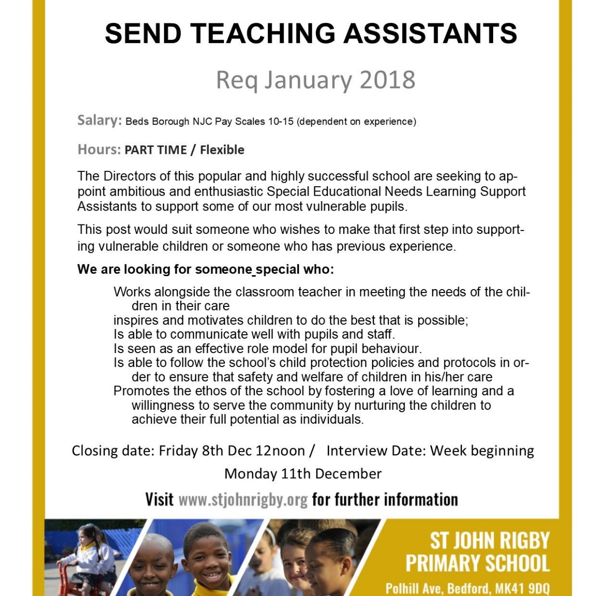 St John Rigby Catholic Primary School - VACANCIES FOR SEN TA APPOINTMENTS